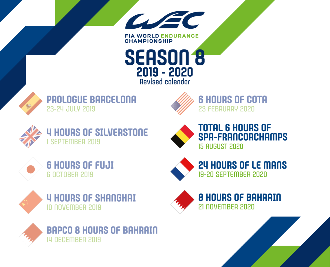 WEC releases updated 2020 calendar, says Season 9 'won't start before ...