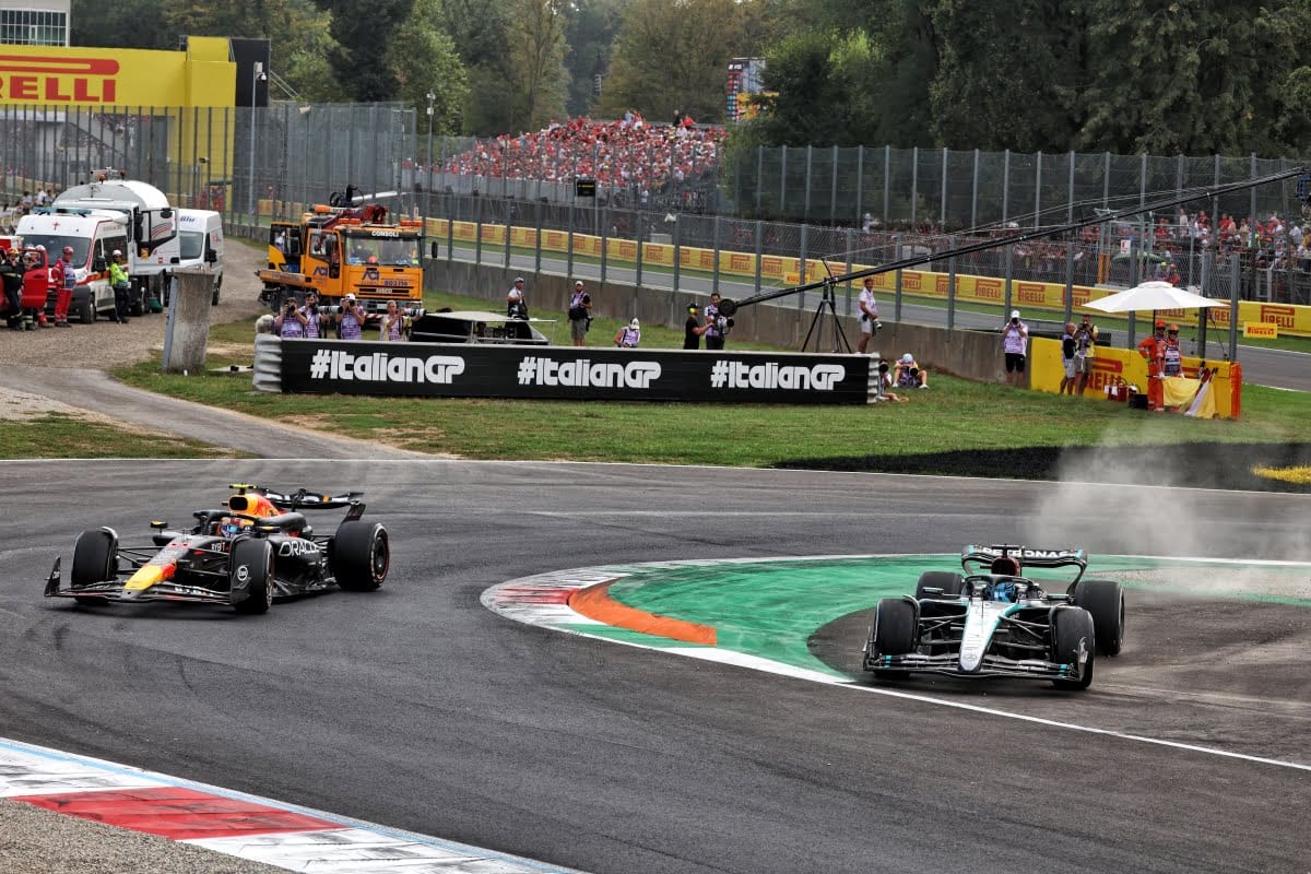 Russell details close 'airborne' call with Perez in F1 Italian GP ...